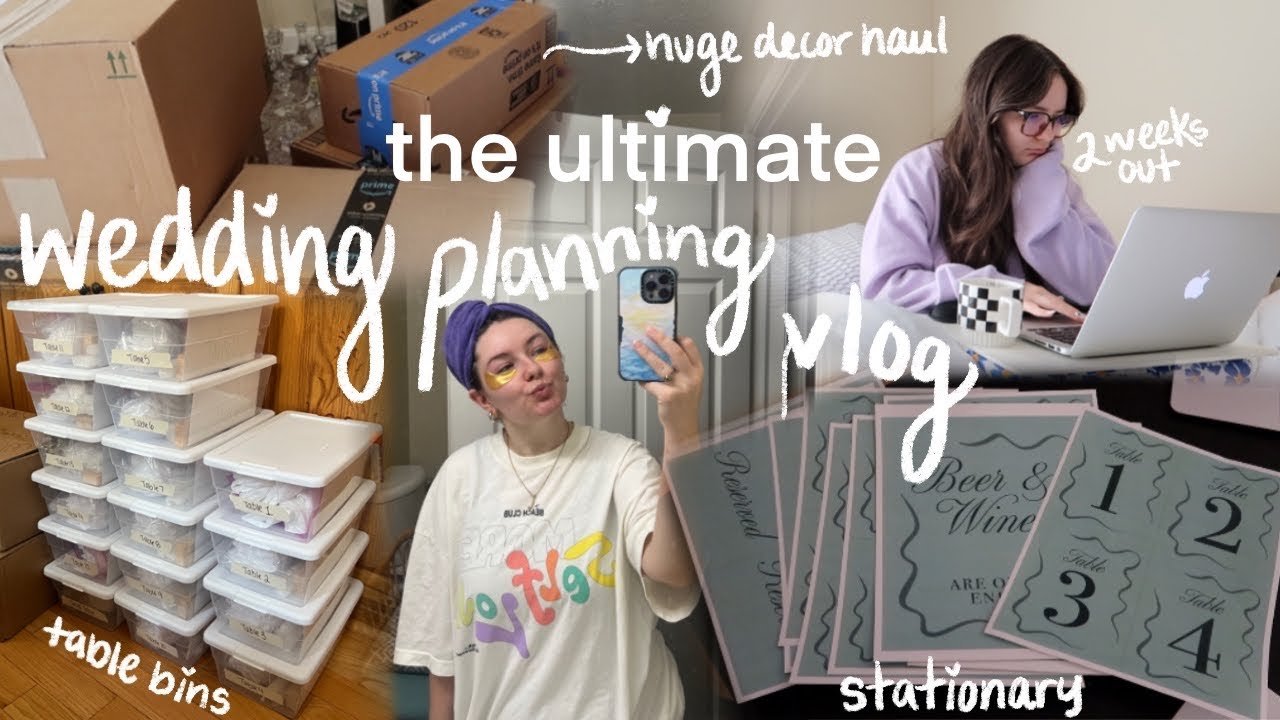 ULTIMATE WEDDING PLANNING VLOG💍📦💛 huge decor unboxing, table bins ...