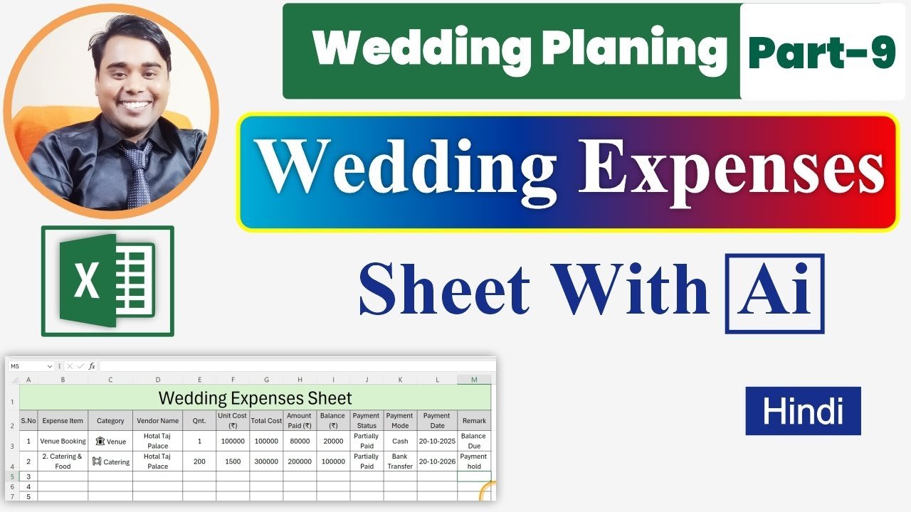 The best way to create a marriage expense excel sheet with AI | Wedding ...